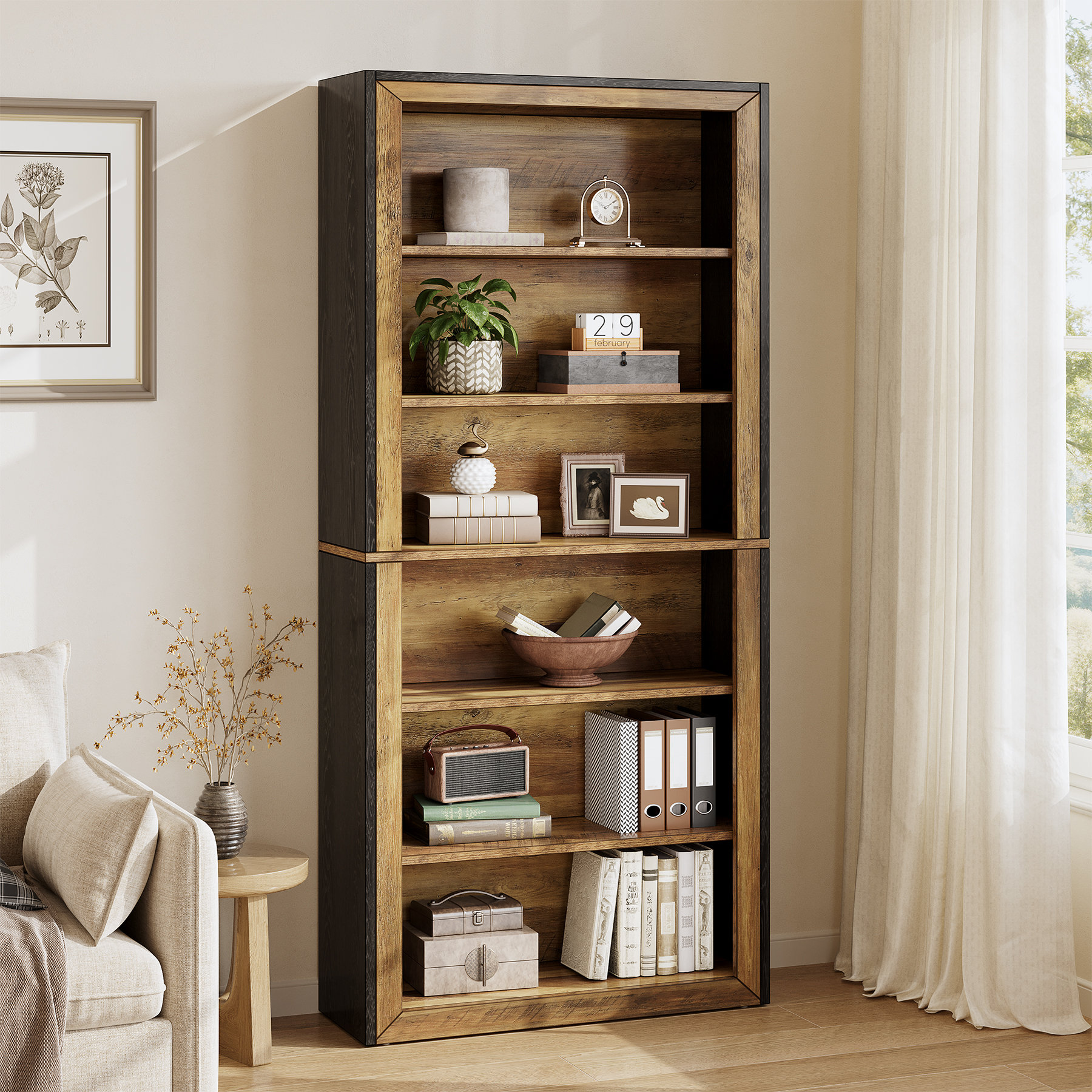 Millwood Pines 74.4" Farmhouse Bookcase | Wayfair